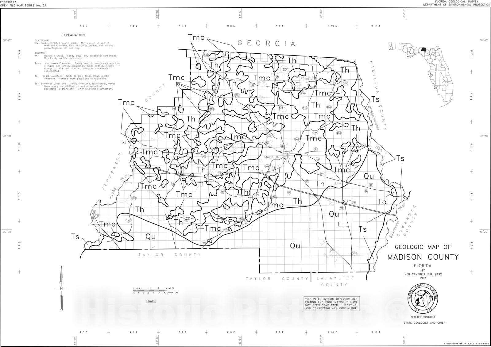 Map : Geologic map of Madison County, Florida, 1993 Cartography Wall A ...