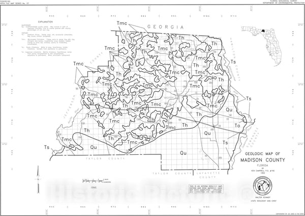 Map : Geologic map of Madison County, Florida, 1993 Cartography Wall A ...