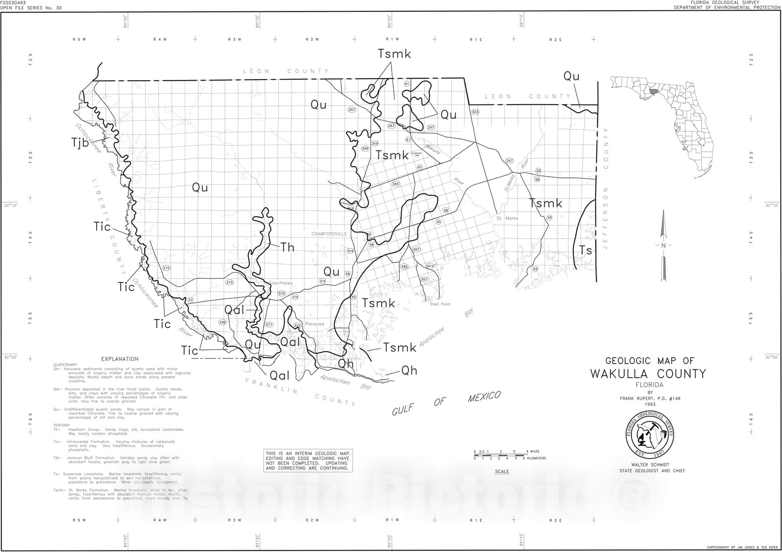 Map : Geologic map of Wakulla County, Florida, 1993 Cartography Wall A ...