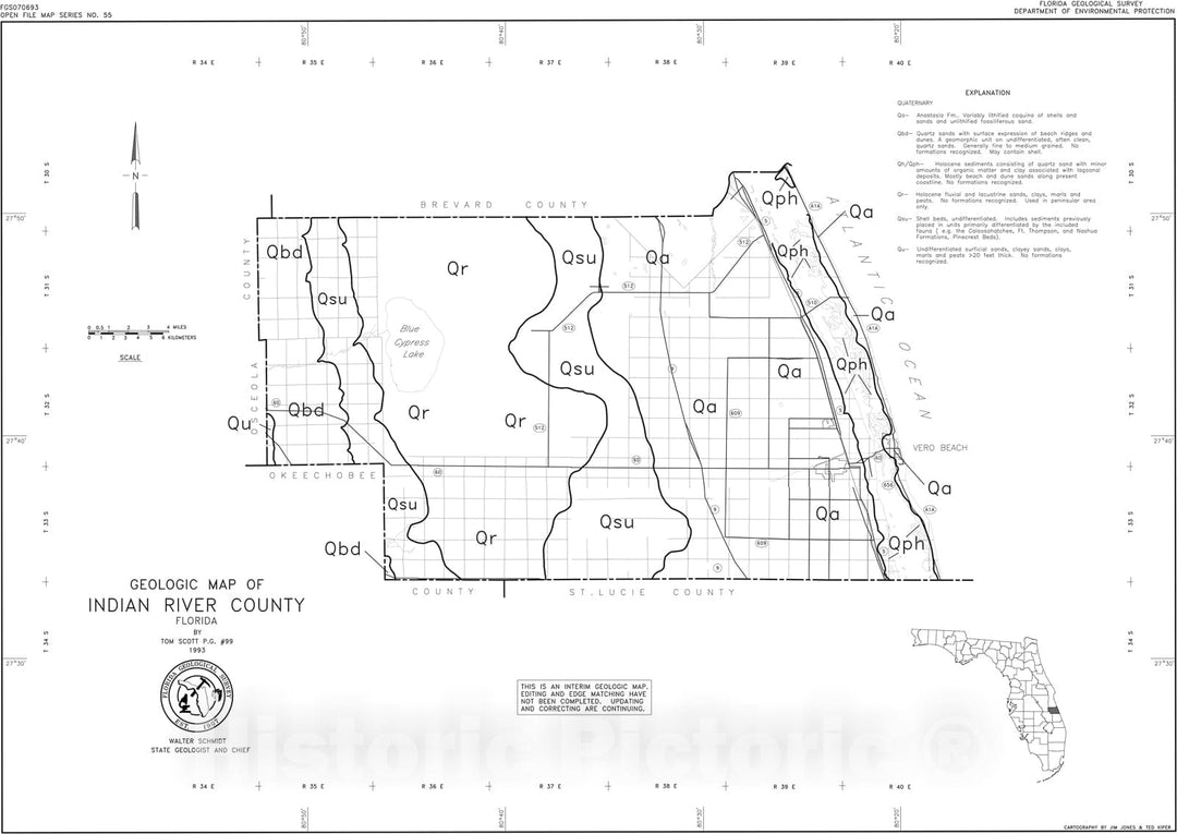Map : Geologic map of Indian River County, Florida, 1993 Cartography W ...