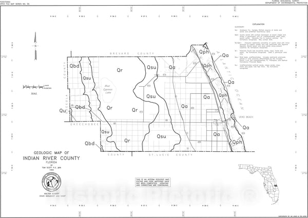 Map : Geologic map of Indian River County, Florida, 1993 Cartography W ...