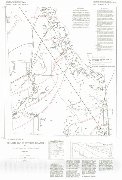 Map : Geologic map of southern Delaware, 1990 Cartography Wall Art ...