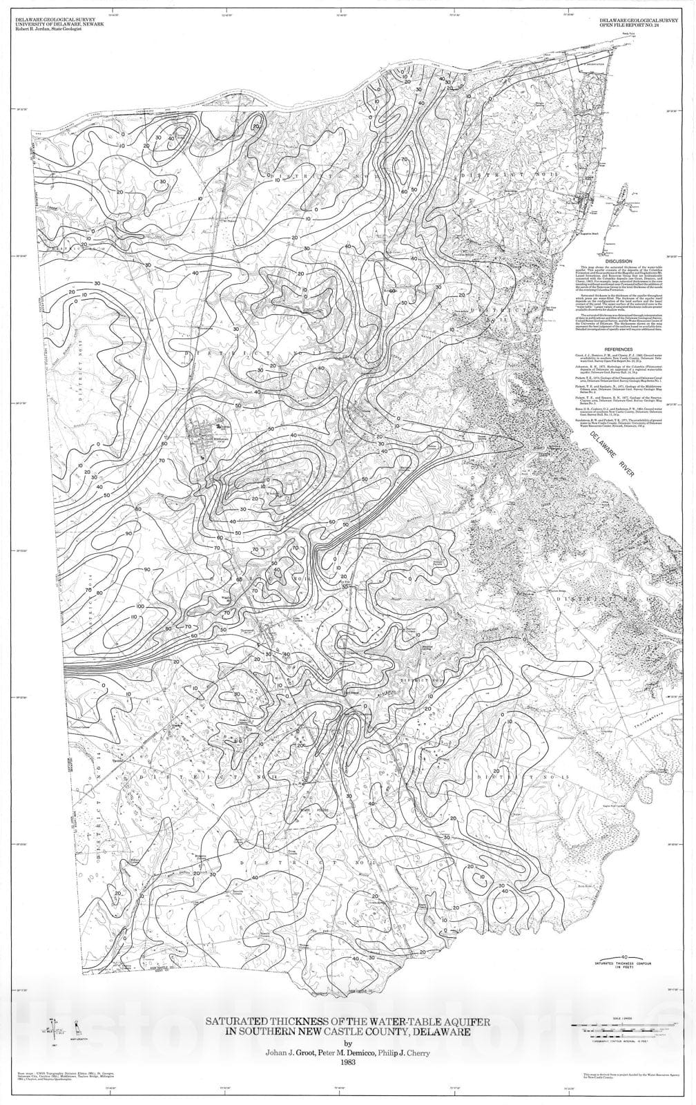 Map : Saturated thickness of the water-table aquifer in southern New C ...