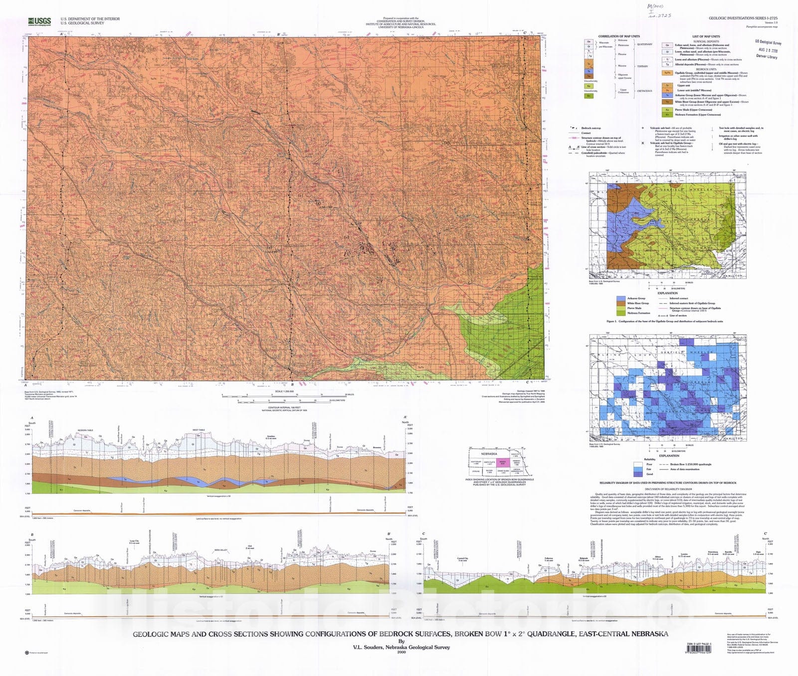 Map : Geologic map and cross sections showing configurations of bedroc ...