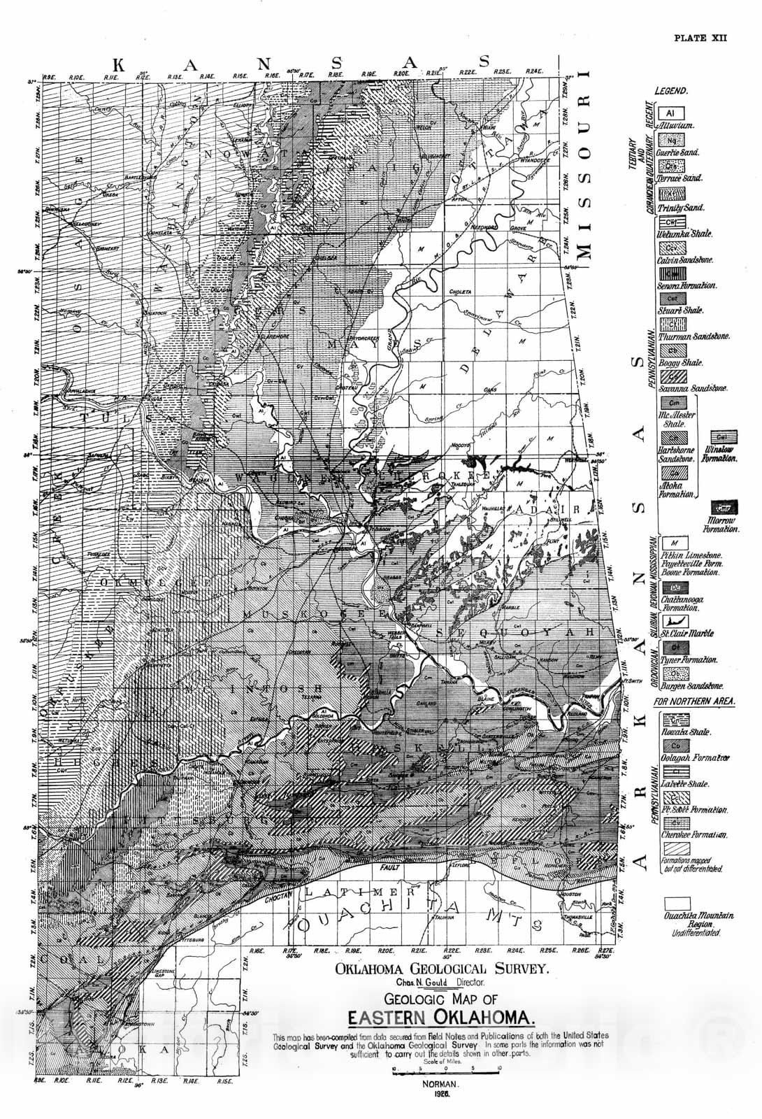 Map : Plate 12. Geologic map of eastern Oklahoma, 1926 Cartography Wal ...