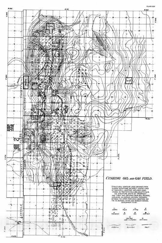 Map : Plate 14. Cushing oil and gas field, 1915 Cartography Wall Art ...