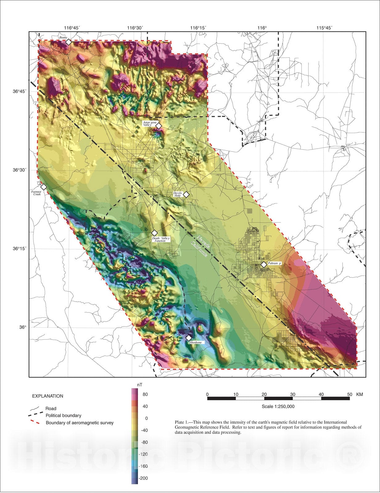 Map : Aeromagnetic survey of the Amargosa Desert, Nevada and Californi ...