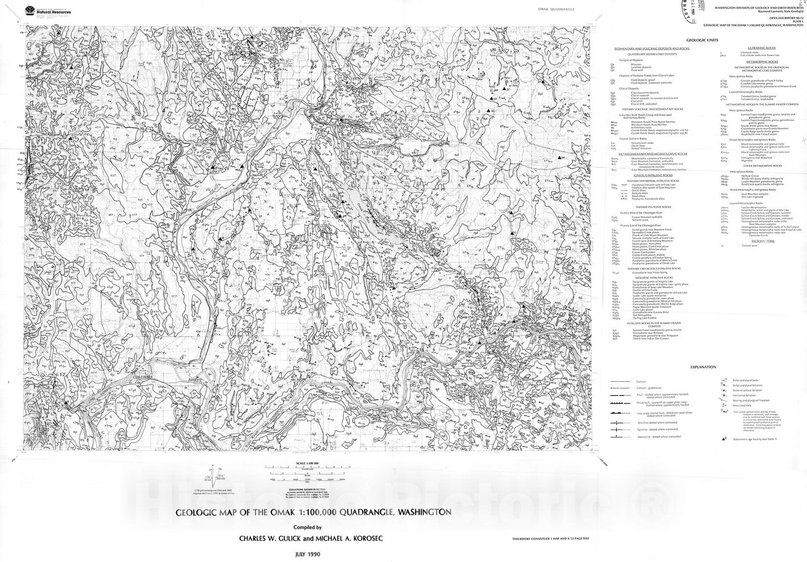 Map : Geologic map of the Omak 1:100,000 quadrangle, Washington, 1990 ...