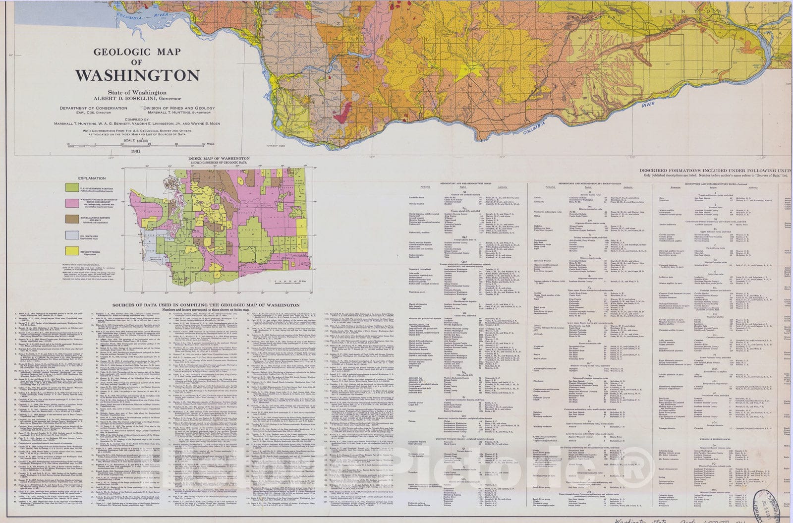Map : Geologic map of Washington, 1961 Cartography Wall Art ...