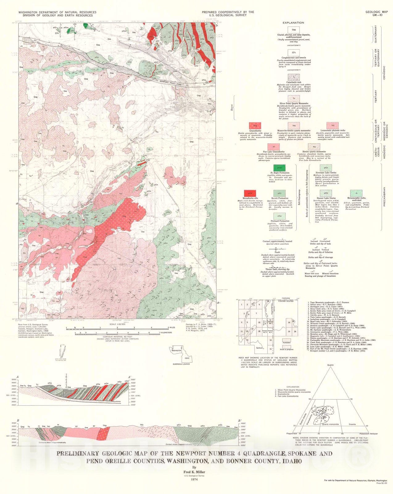 Map : Preliminary geologic map of the Newport Number four quadrangle ...
