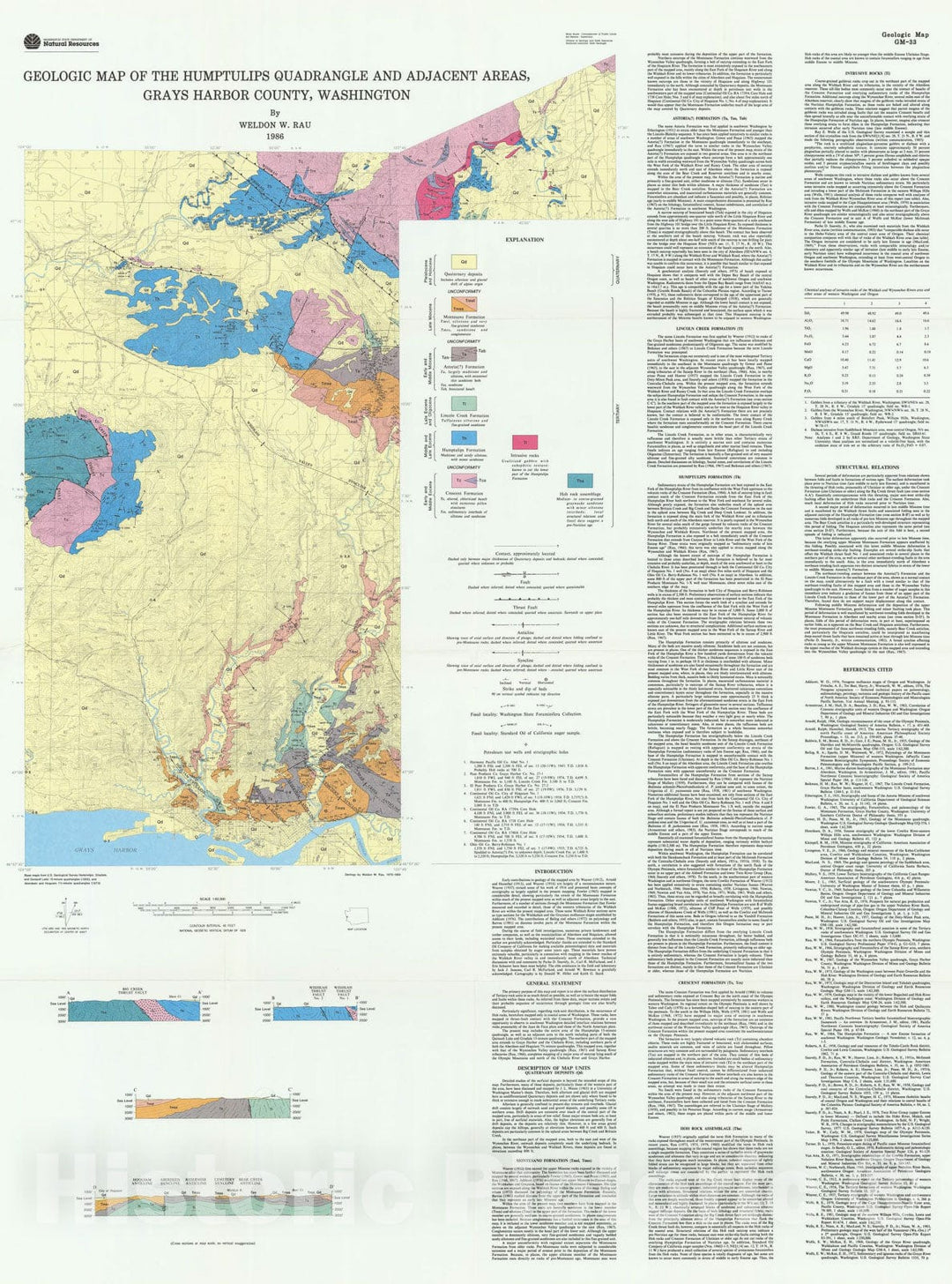 Map : Geologic map of the Humptulips quadrangle and adjacent areas, Gr ...