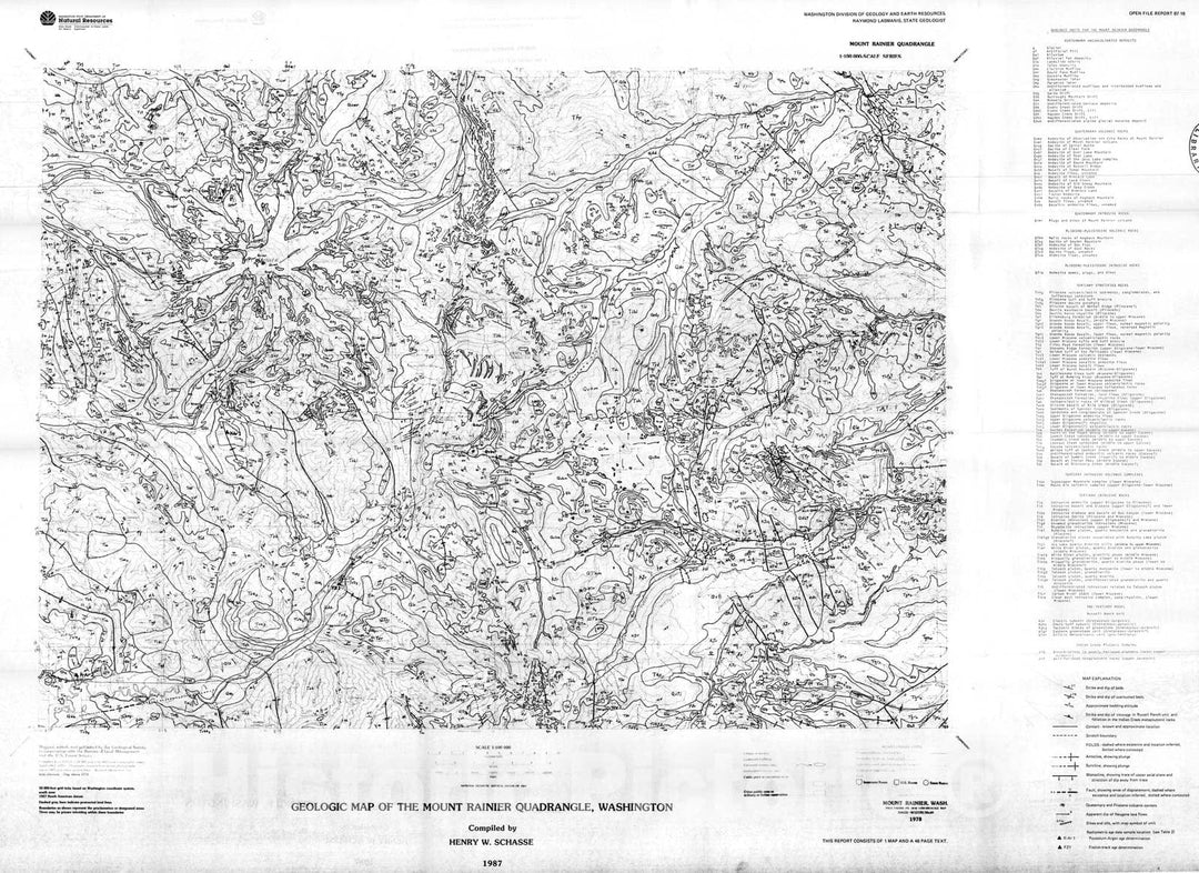 Map : Geologic map of the Mount Rainier quadrangle, Washington, 1987 C ...