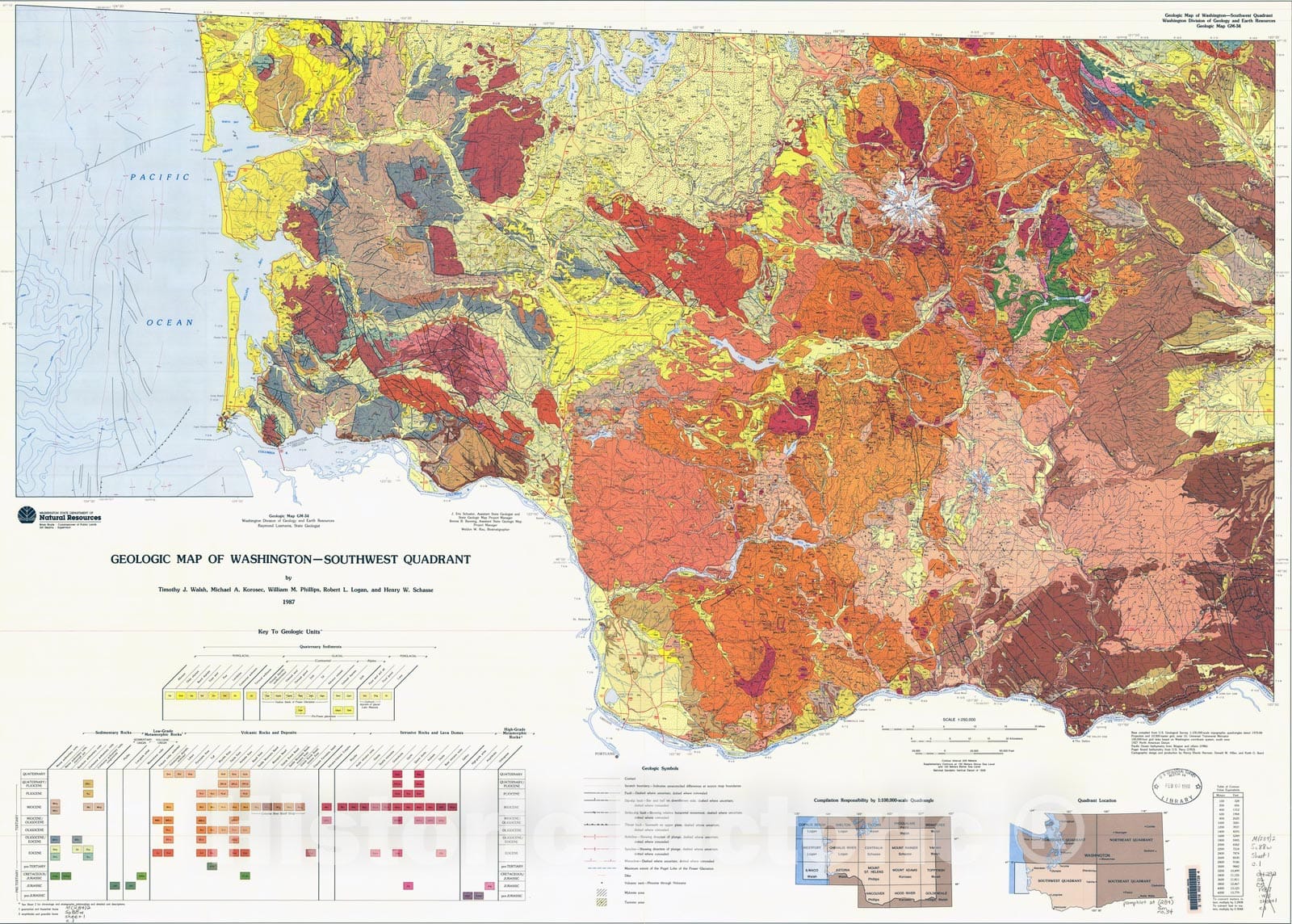 Map : Geologic map of Washington--Southwest quadrant, 1987 Cartography ...