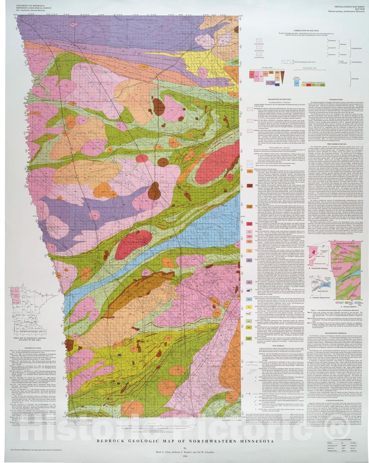 Map : Bedrock geologic map of northwestern Minnesota, 1994 Cartography ...