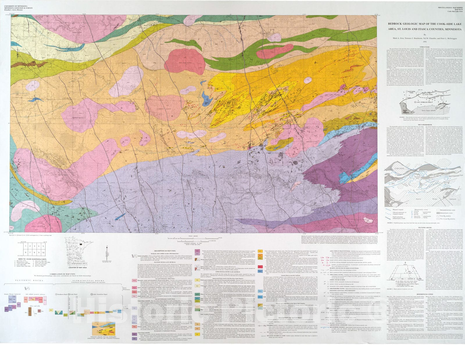 Map : Bedrock geologic map of the Cook to Side Lake area, St. Louis an ...