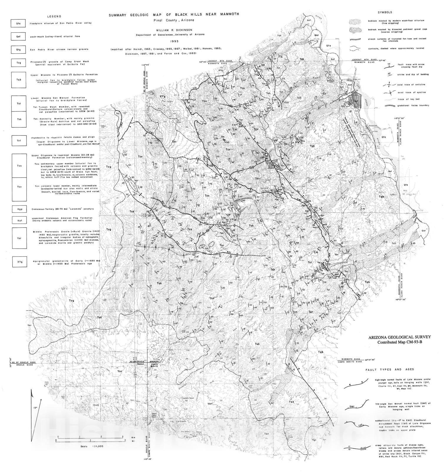 Map : Summary geologic map of Black Hills near Mammoth, Pinal County ...
