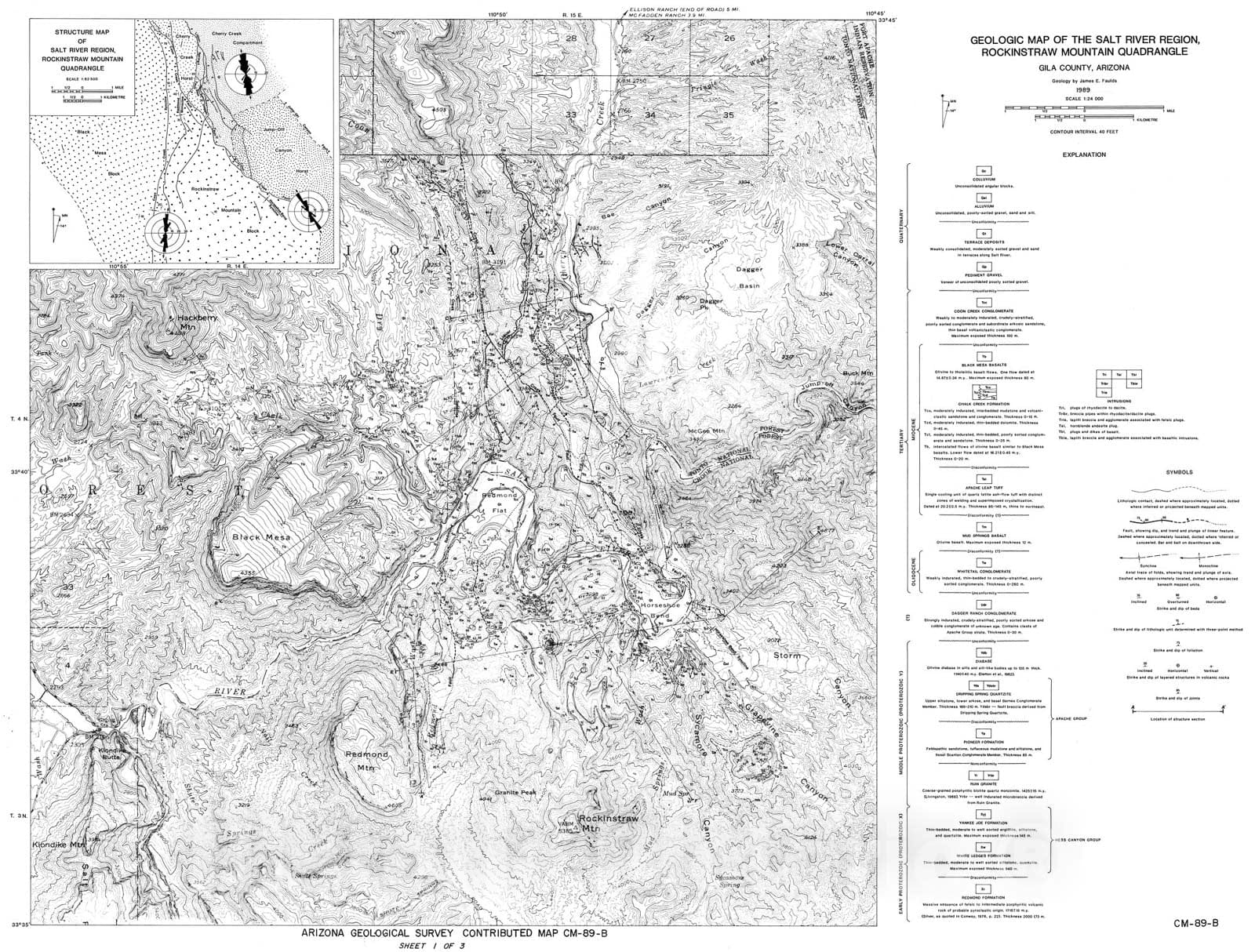Map : Geologic map of the Salt River region, Rockinstraw Mountain quad ...