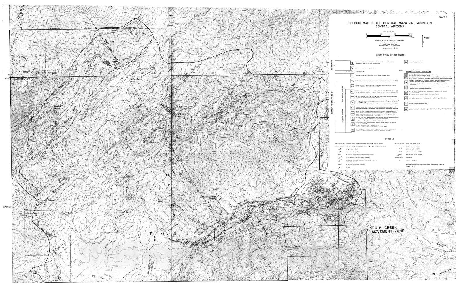 Map : Geologic map and cross section of the central Mazatzal Mountains ...