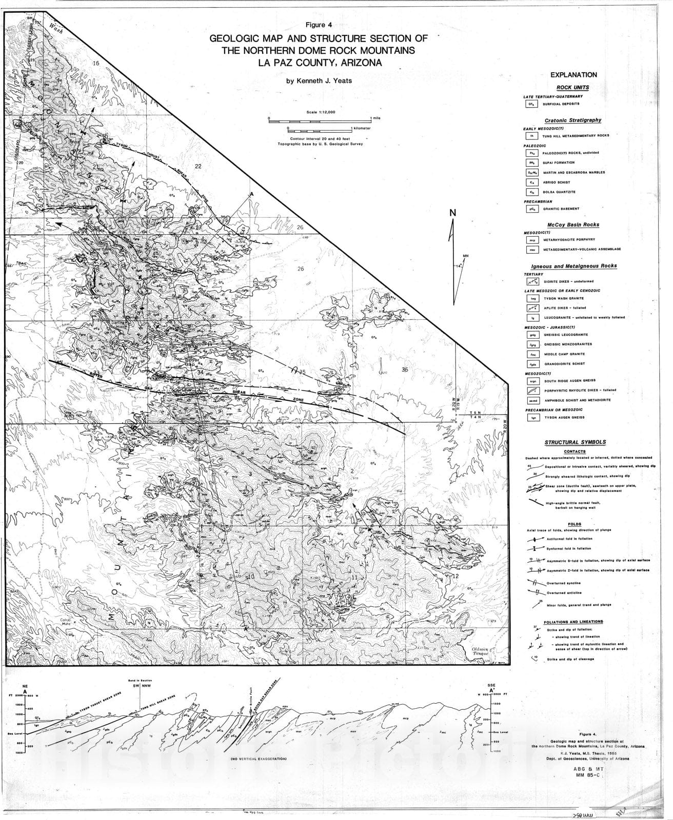 Map : Geologic map and structure section of the northern Dome Rock Mou ...