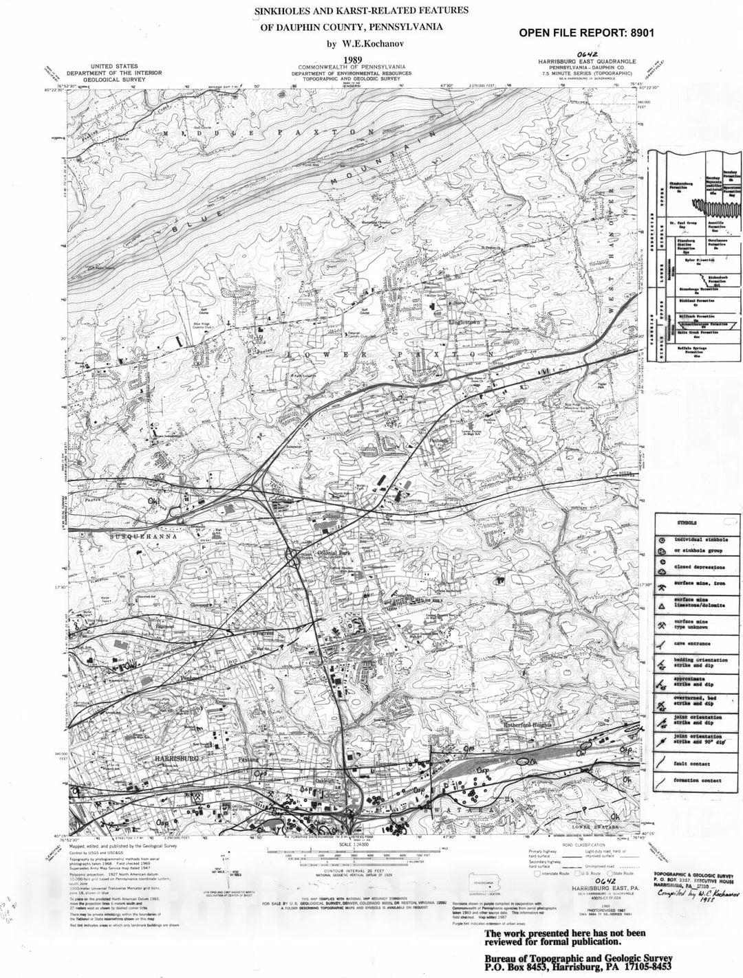 Map : Sinkholes and karst-related features of Dauphin County, Pennsylv ...