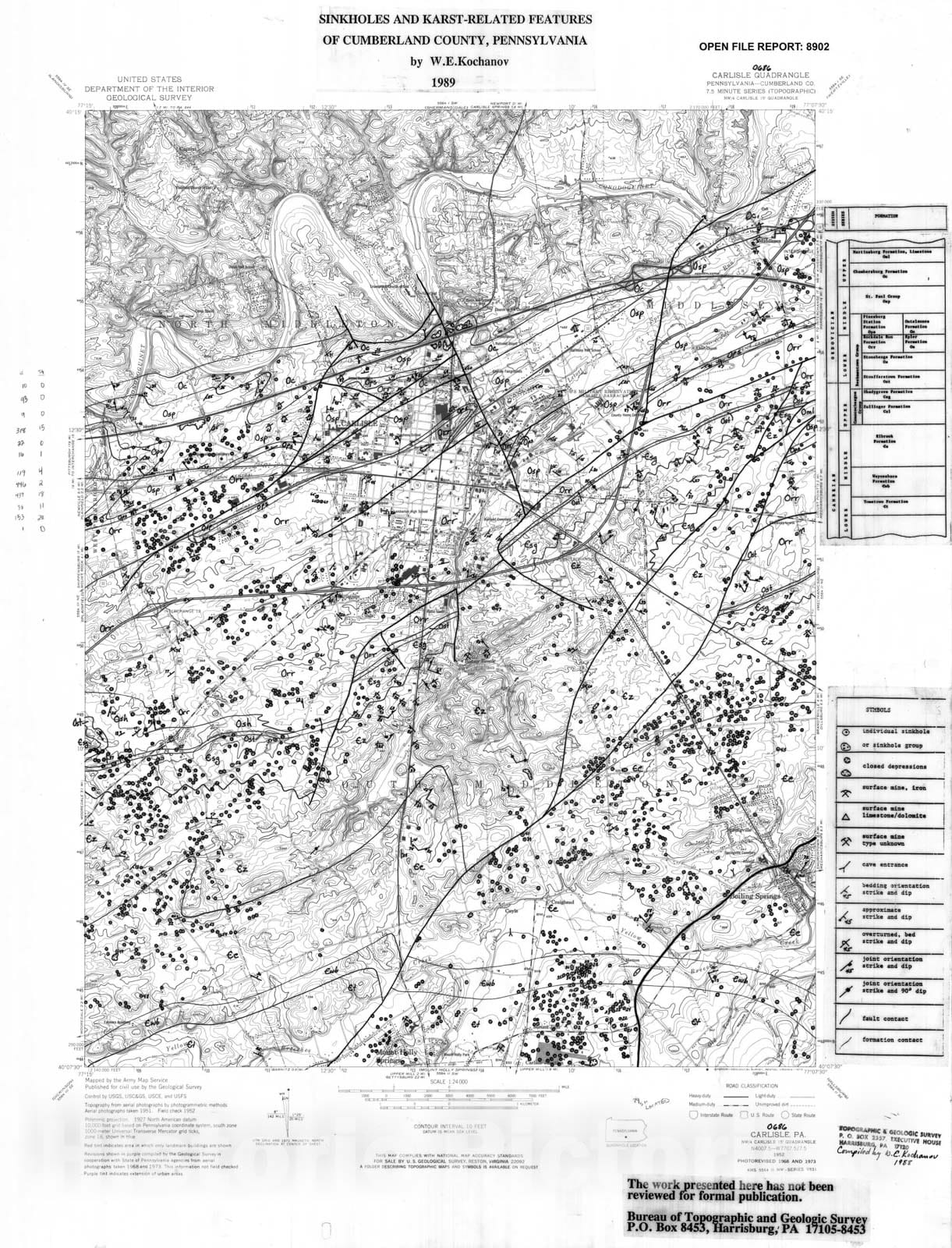 Map : Sinkholes and karst-related features of Cumberland County, Penns ...