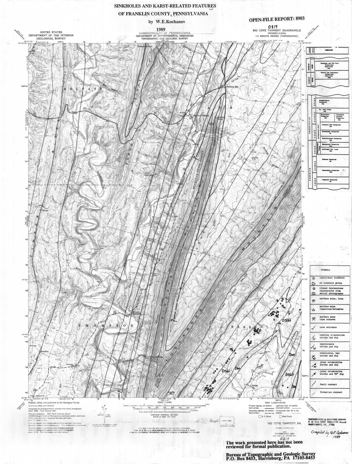 Map : Sinkholes and karst-related features of Franklin County, Pennsyl ...