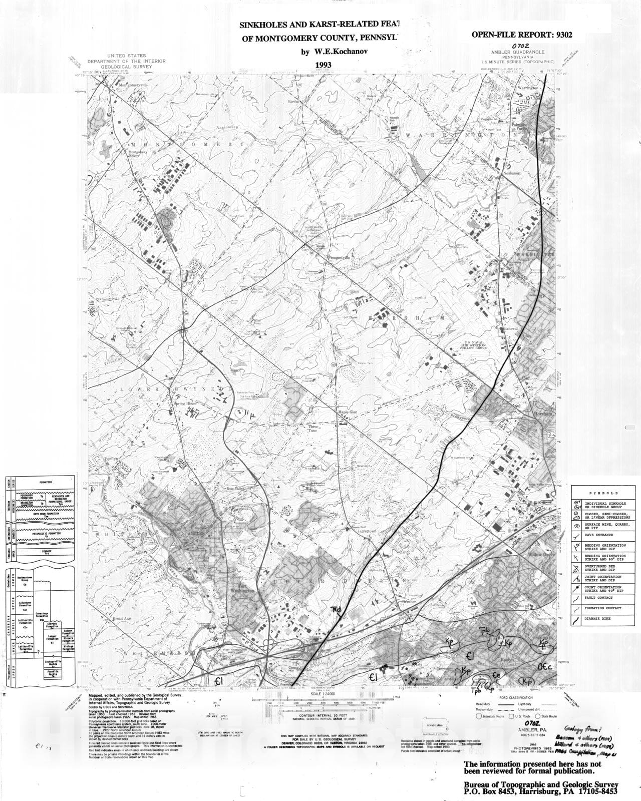 Map : Sinkholes and karst-related features of Montgomery County, Penns ...