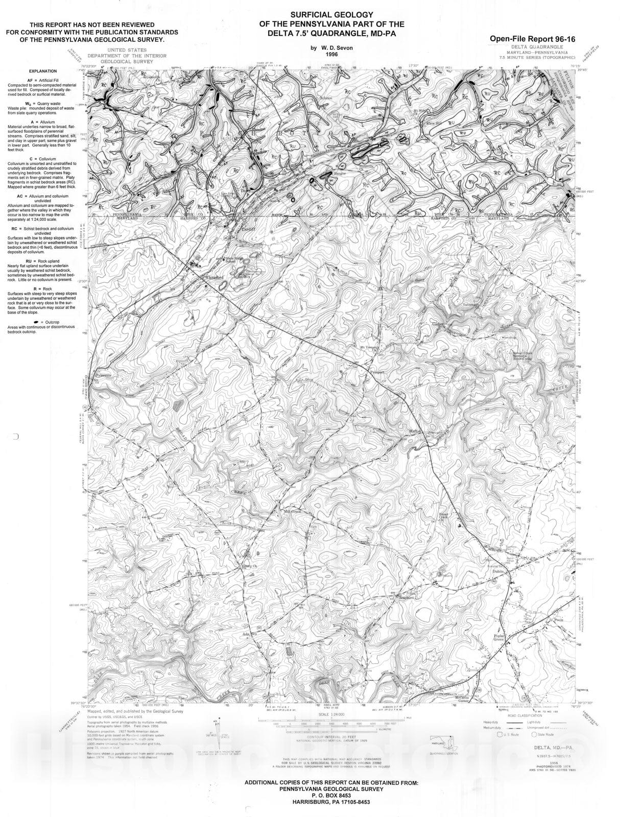 Map : Surficial geology of the Pennsylvania part of the Delta 7.5' qua ...