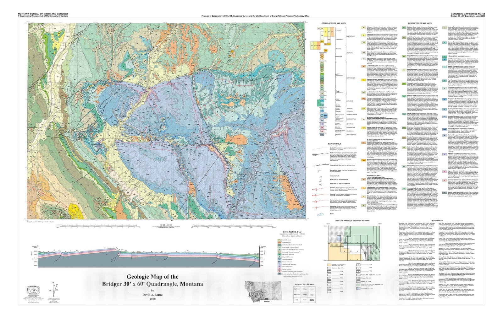 Map : Geologic map of the Bridger 30'x60' quadrangle, Montana, 2000 Ca ...