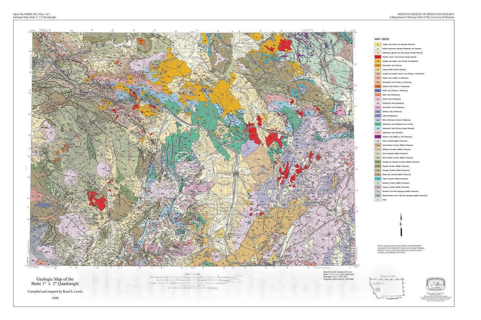 Map : Geologic map of the Butte one degree x two degree quadrangle, on ...