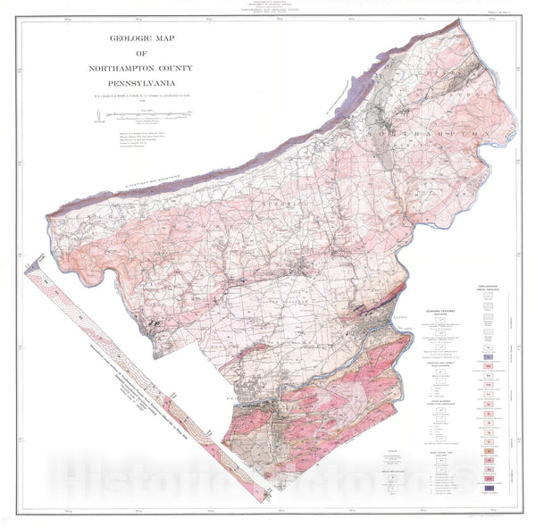 Map : Northampton County, Pennsylvania--Geology and geography, 1939 Ca ...