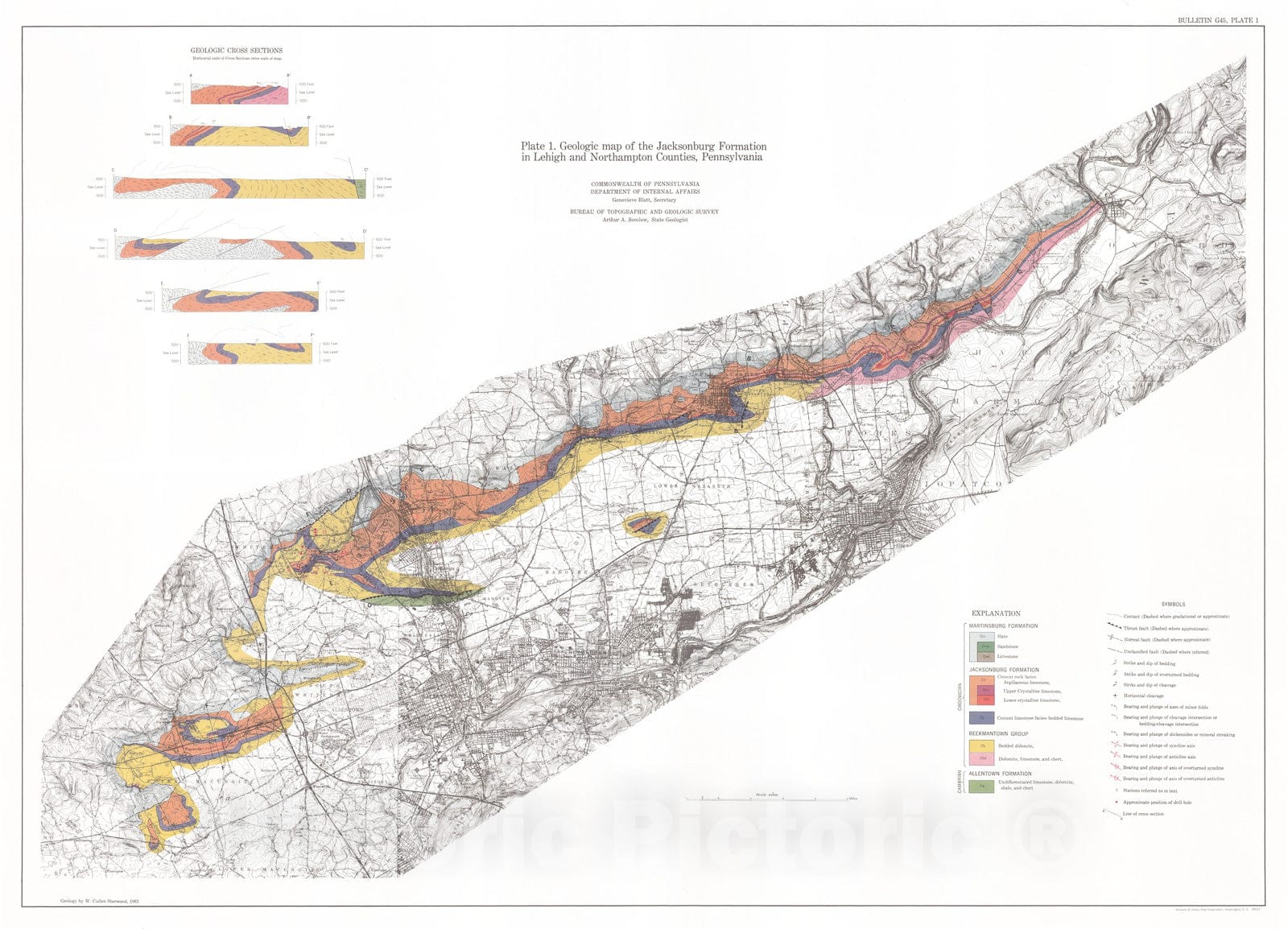Map : Structure of the Jacksonburg Formation in Northampton and Lehigh ...