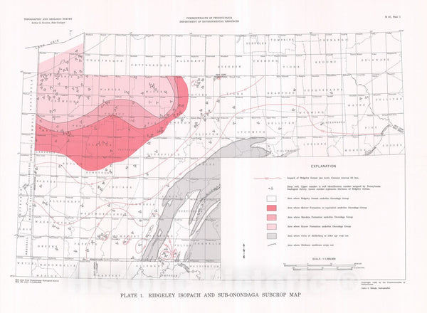 Map : The Oriskany Sandstone in the subsurface of Pennsylvania, 1981 C ...