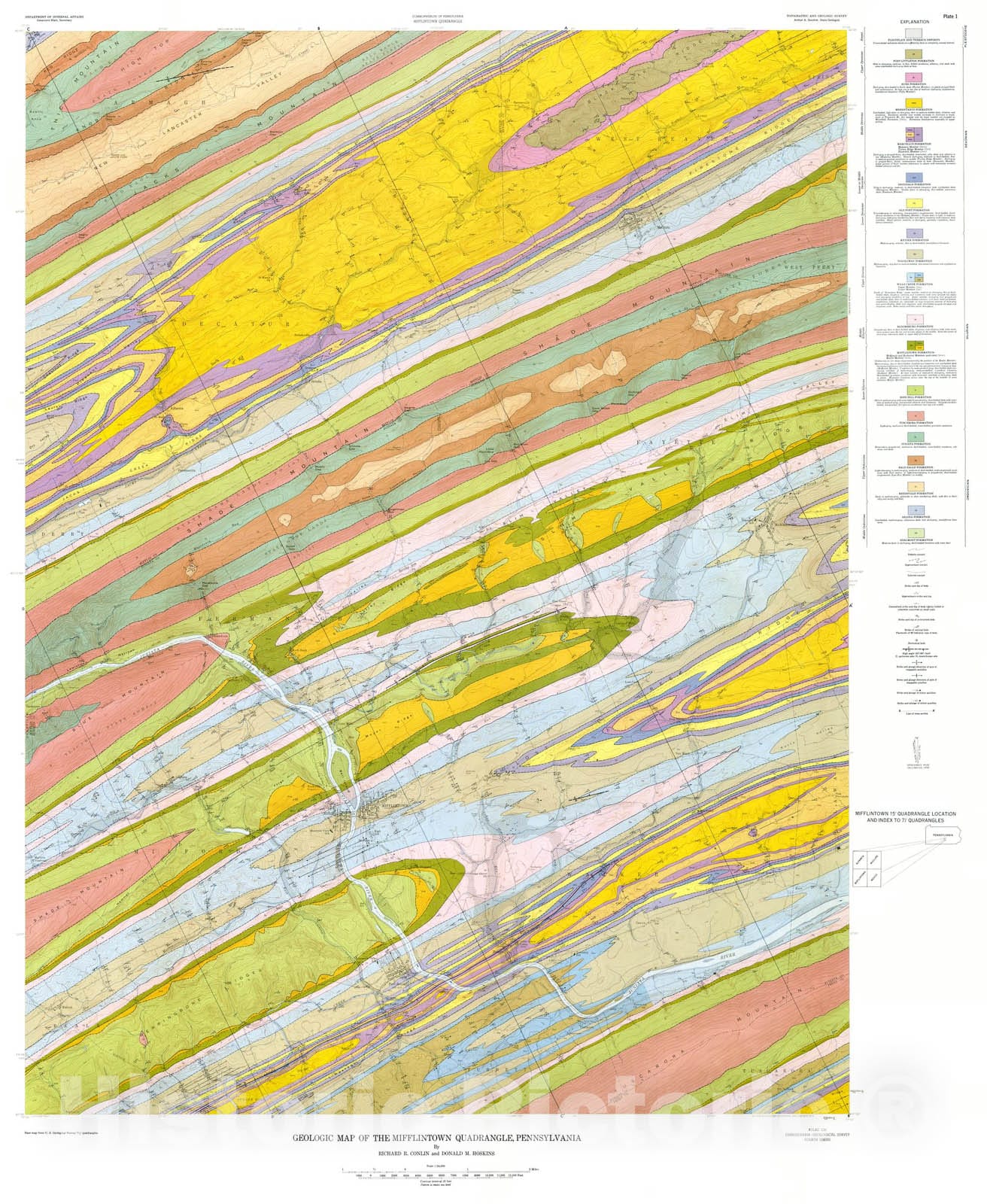 Map : Geology and mineral resources of the Mifflintown quadrangle, Pen ...