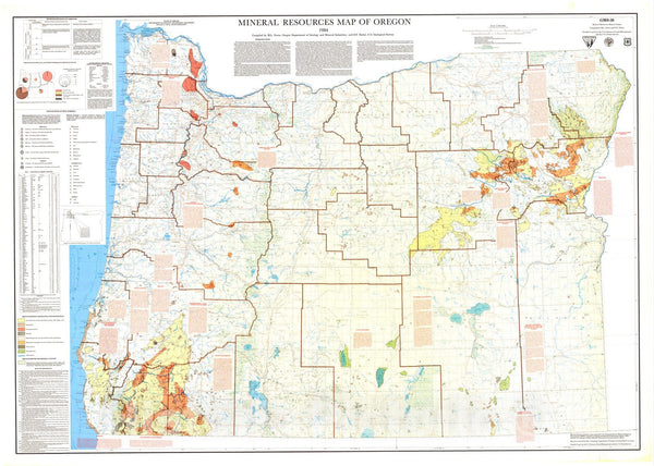 Map : Mineral resources map of Oregon, 1984 Cartography Wall Art ...