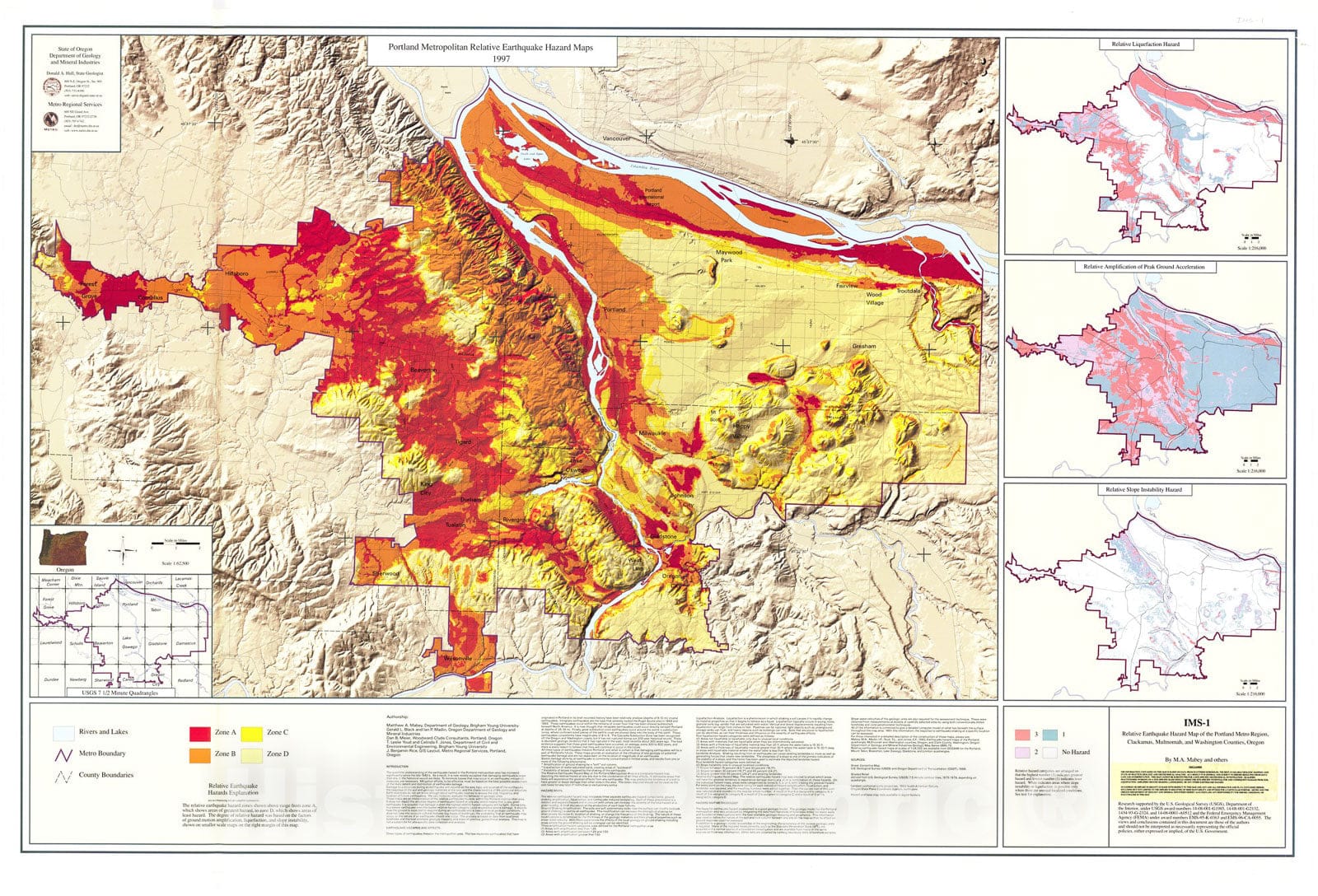 Map : Relative earthquake hazard map of the Portland metro region, Cla ...