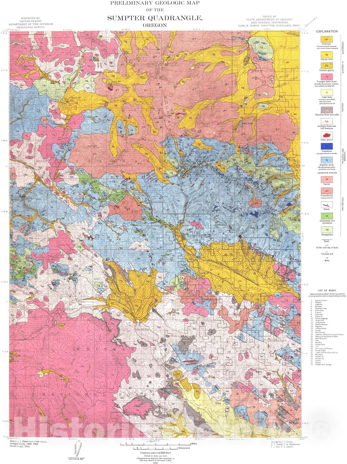 Map : Preliminary geologic map of the Sumpter [30'] quadrangle, 1941 C ...