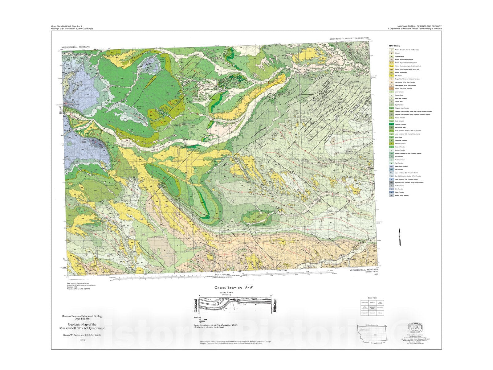 Map : Geologic Map of the Musselshell 30' x 60' quadrangle, 1999 Carto ...