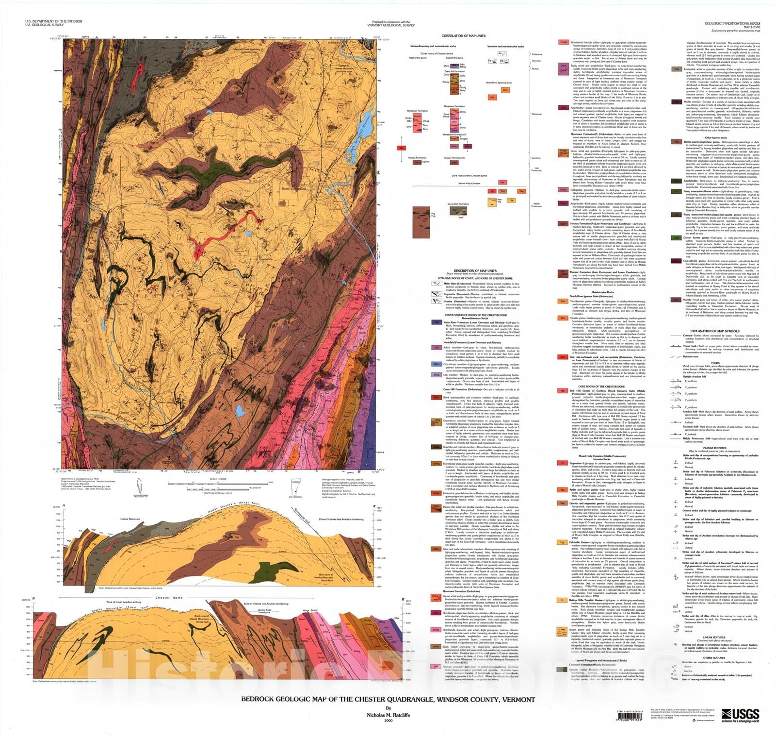 Map : Bedrock geologic map of the Chester quadrangle, Windsor County ...