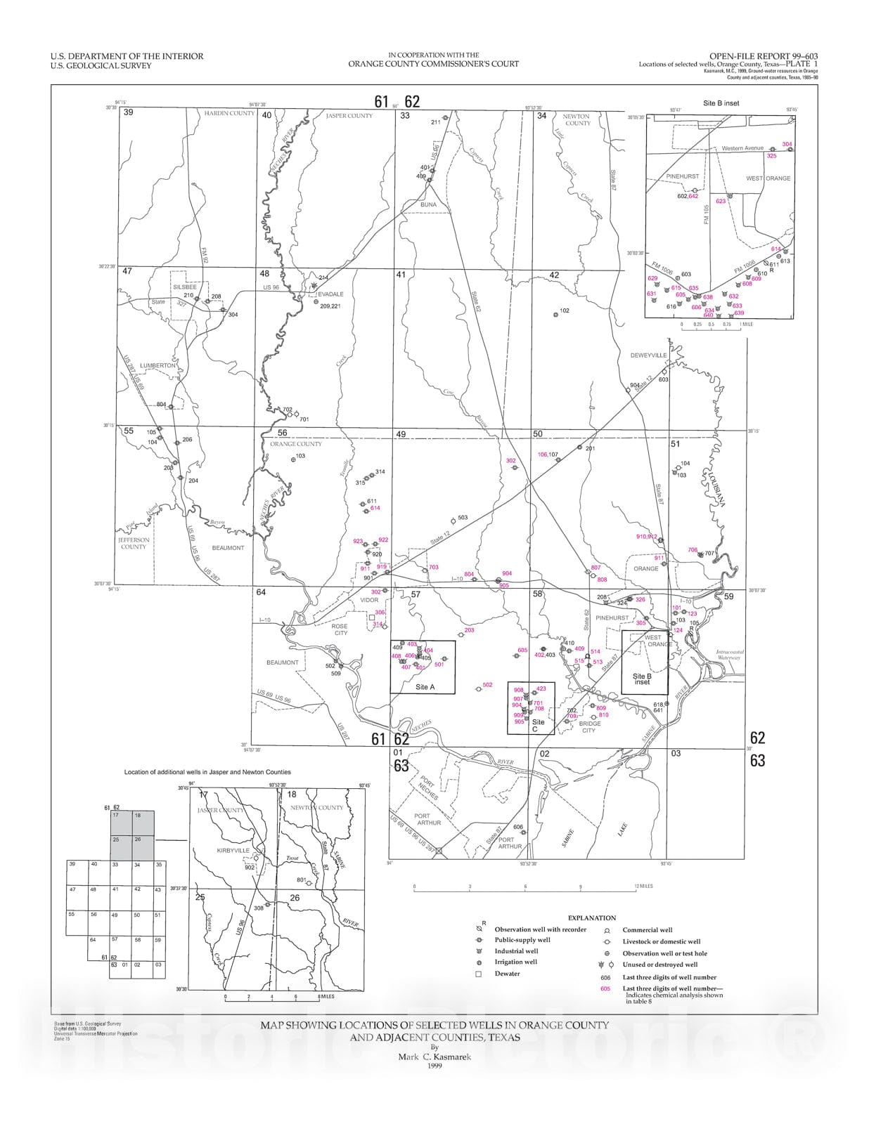 Map : Ground-water data in Orange County and adjacent counties, Texas ...