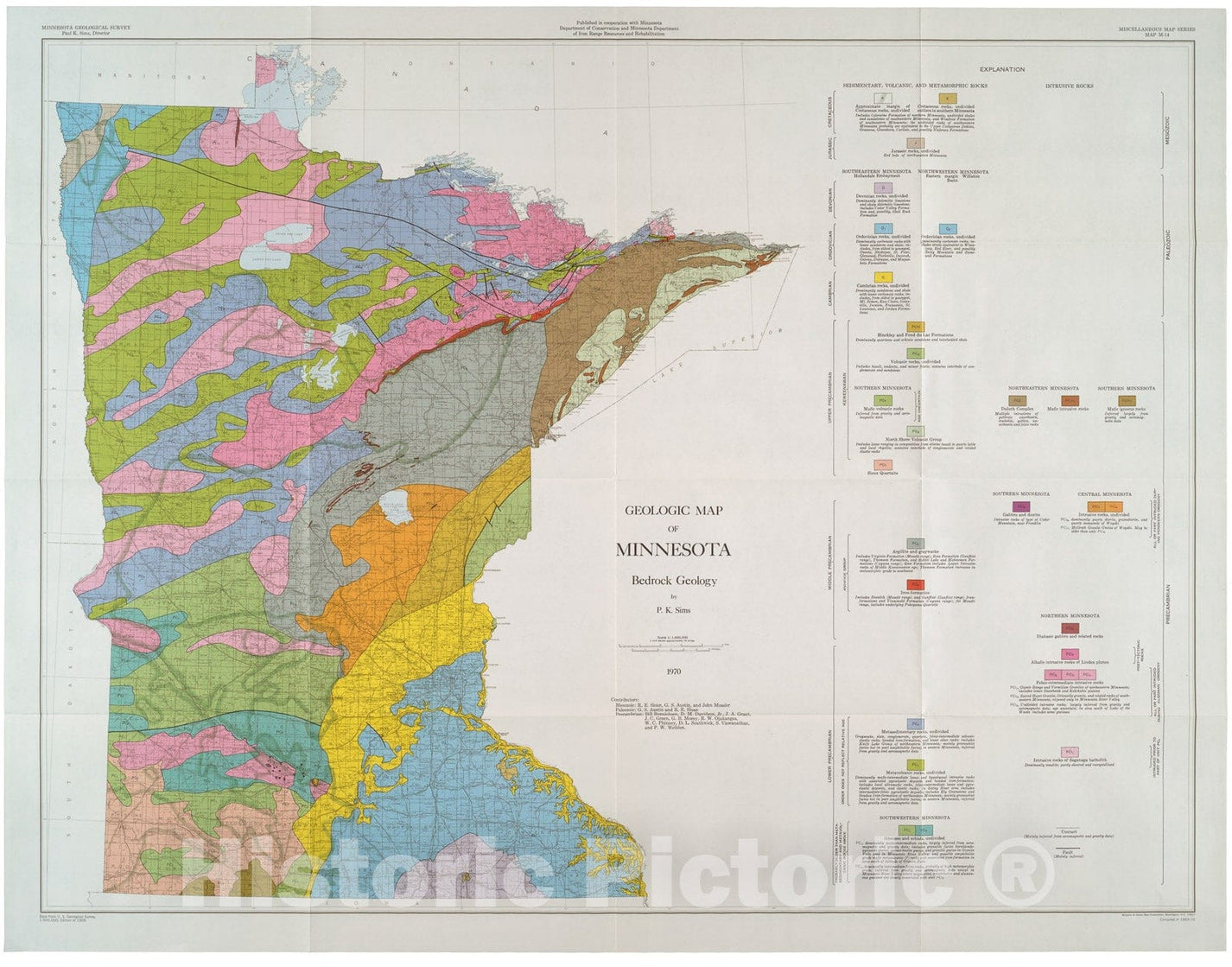 Map : Geologic map of Minnesota, bedrock geology, 1970 Cartography Wal ...