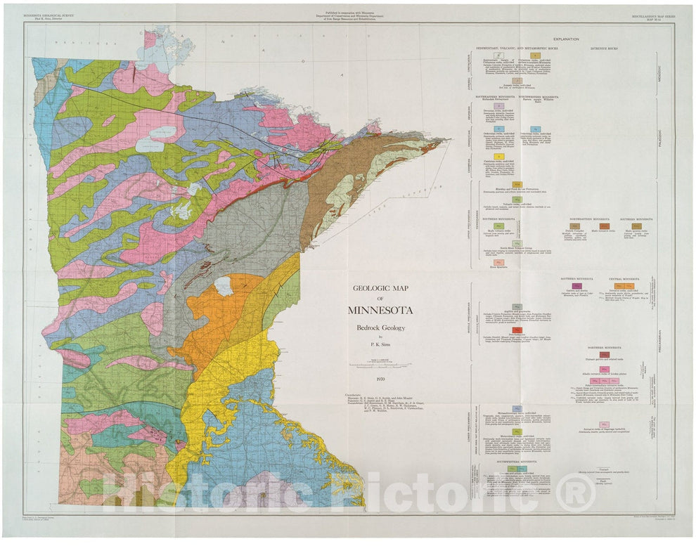 Map : Geologic map of Minnesota, bedrock geology, 1970 Cartography Wal ...