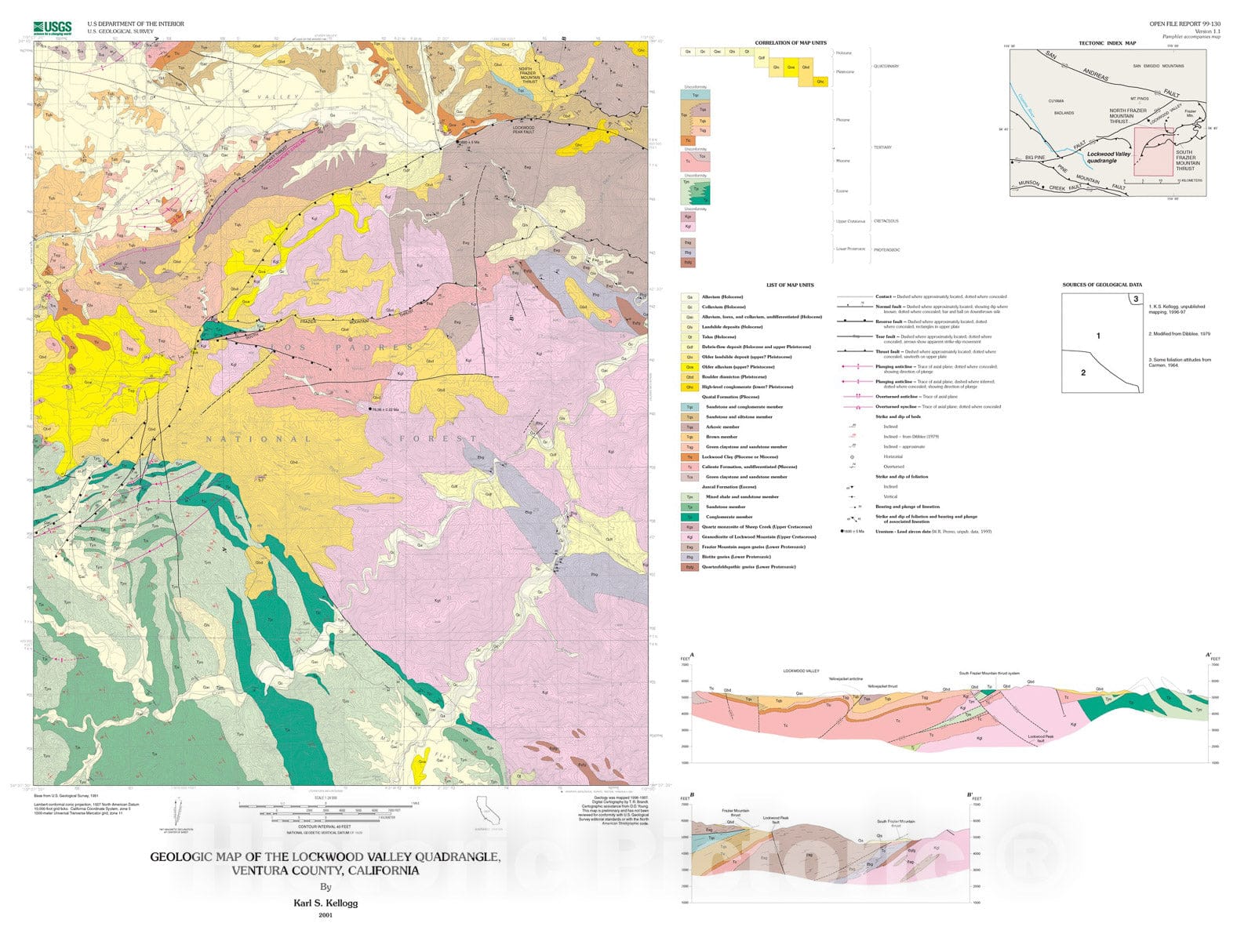 Map : Geologic map of the Lockwood Valley quadrangle, Ventura County ...