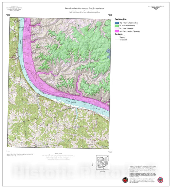 Map : Bedrock geology of the Moscow, Ohio-Ky., quadrangle, 1998 Cartog ...