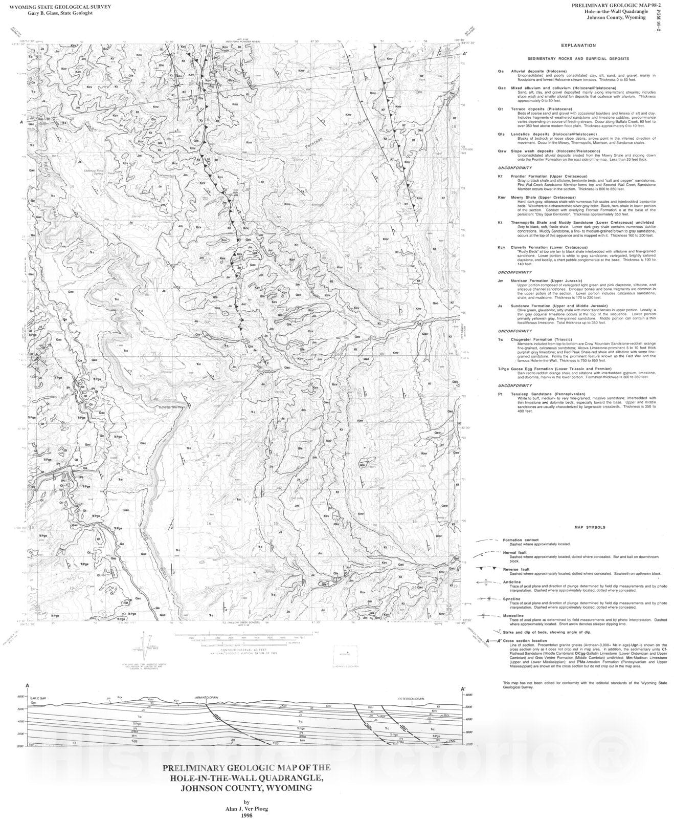 Map : Preliminary geologic map of the Hole-in-the-Wall quadrangle, Joh ...