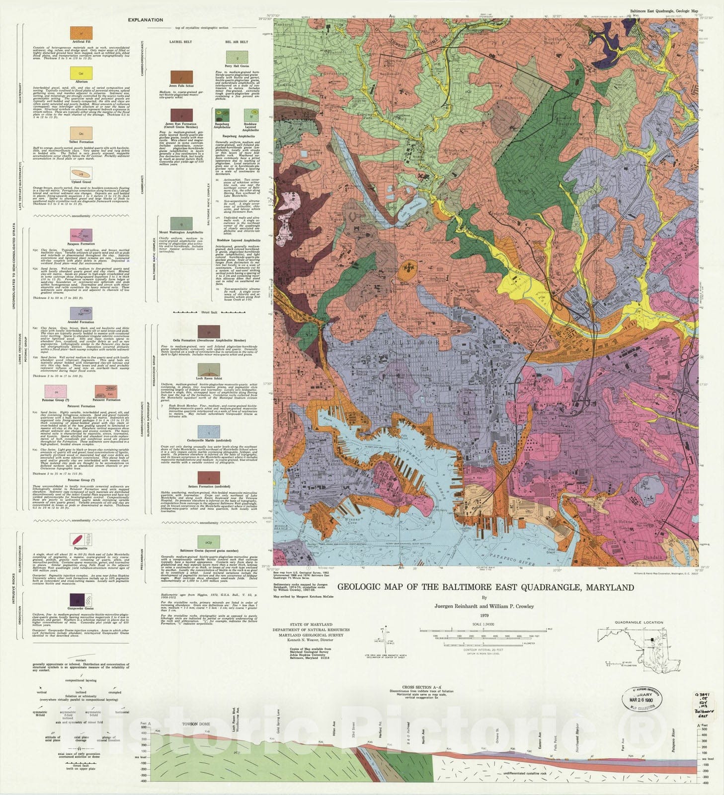 Map : Geologic map of the Baltimore East quadrangle, Maryland, 1979 Ca ...