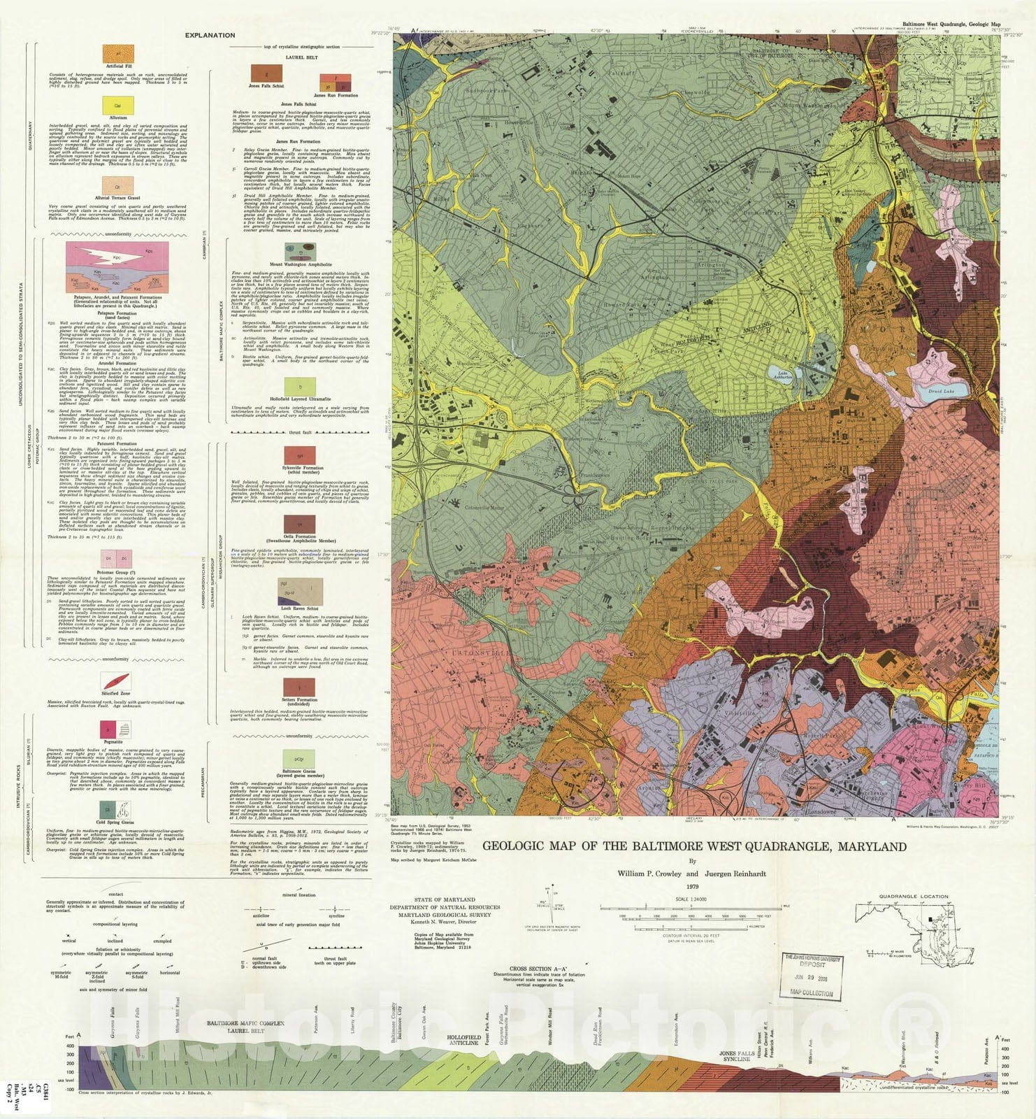Map : Geologic map of the Baltimore West quadrangle, Maryland, 1979 Ca ...