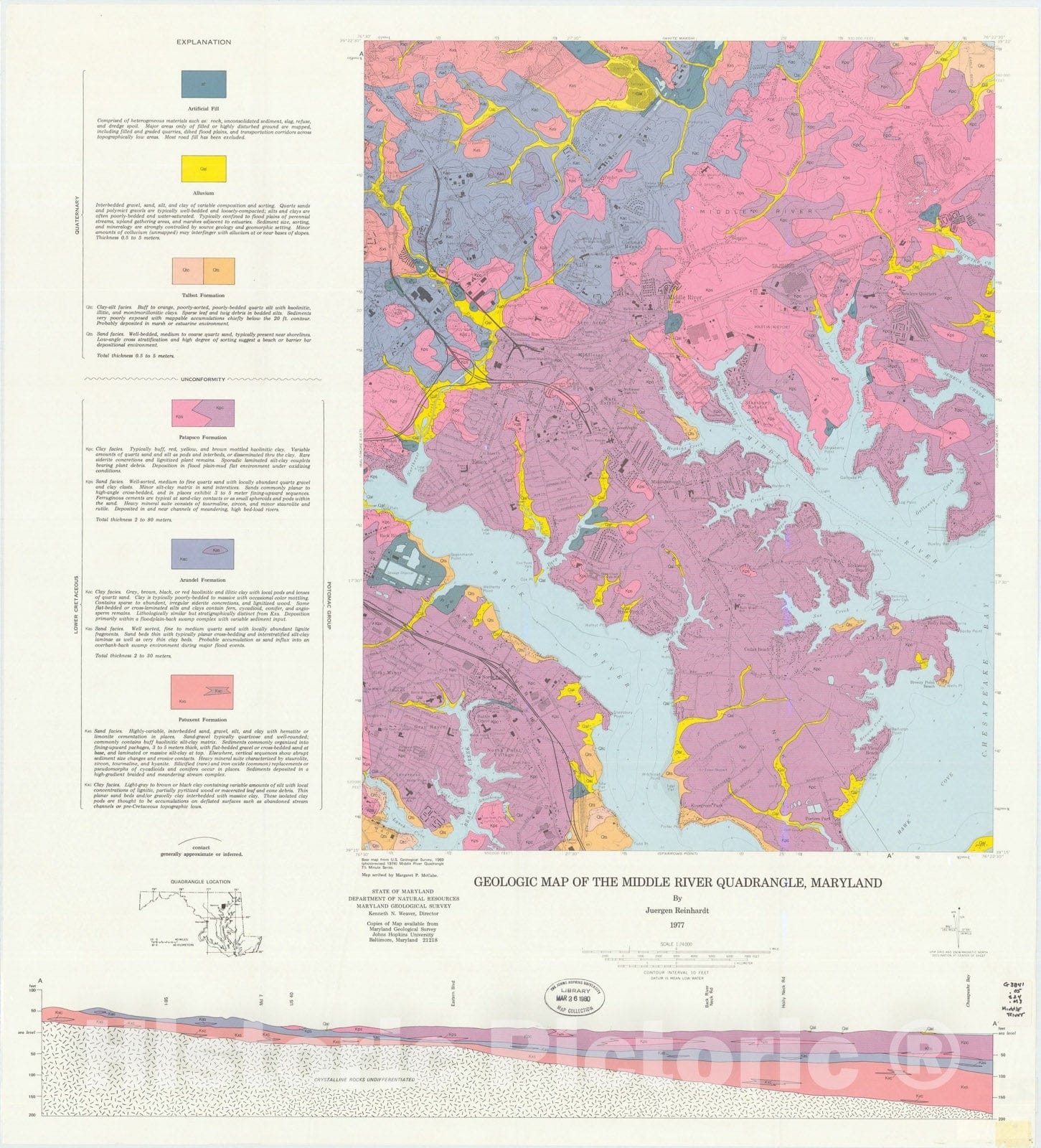 Map : Geologic map of the Middle River quadrangle, Maryland, 1977 Cart ...