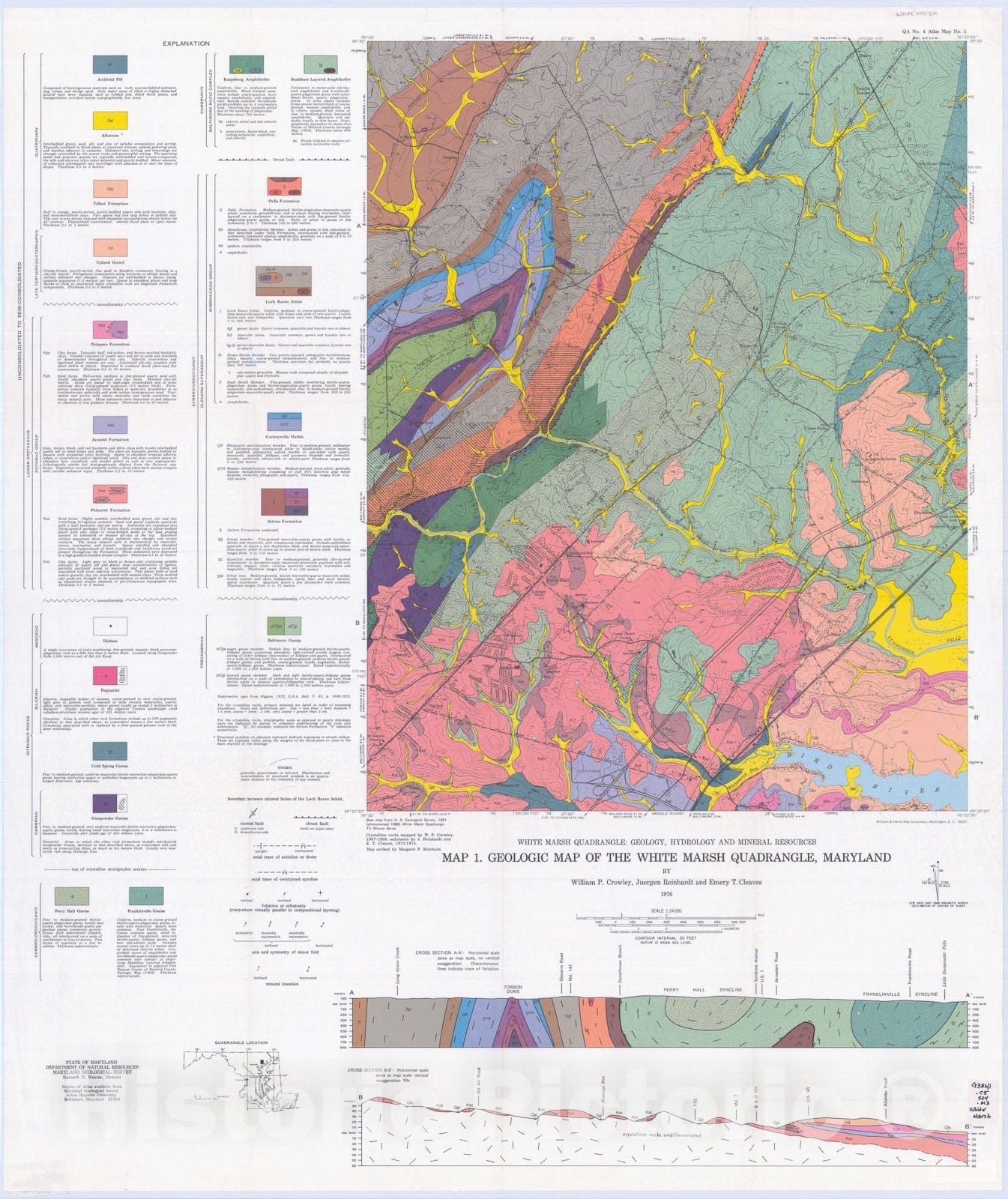 Map : Geologic map of the White Marsh quadrangle, Maryland, 1976 Carto ...