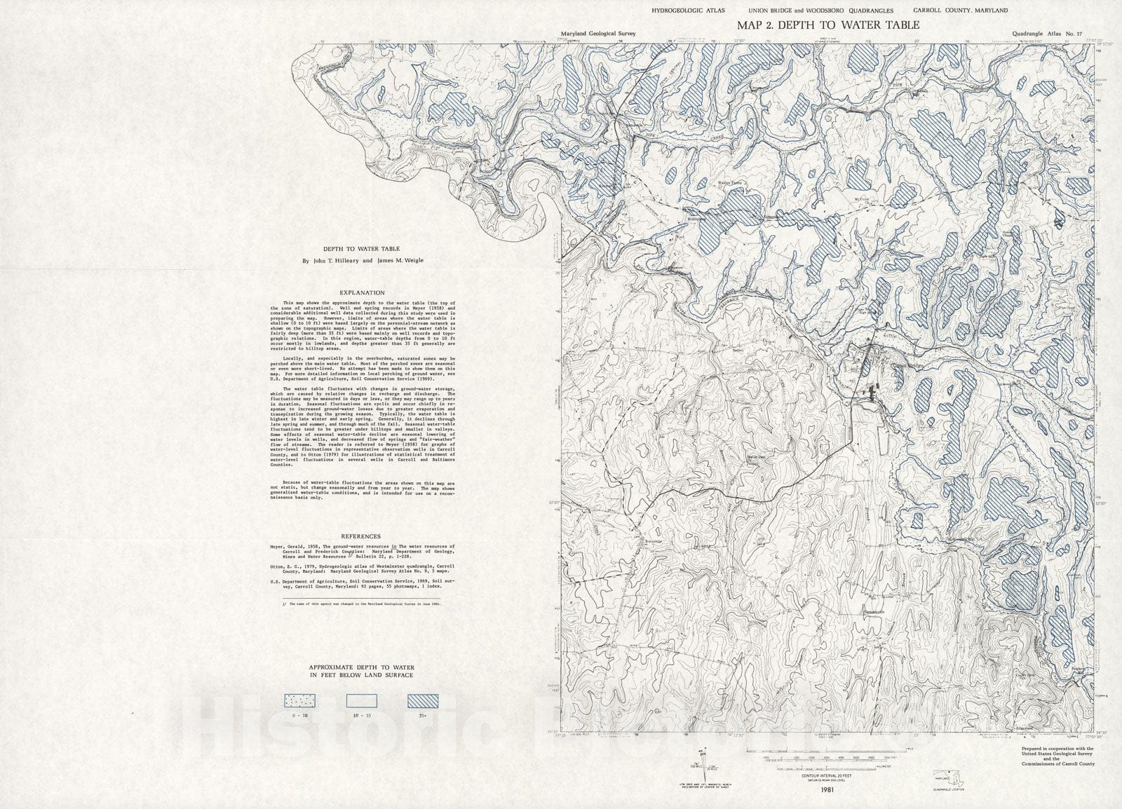Map : Depth to water table [Union Bridge and Woodsboro quadrangles, Ca ...